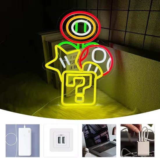 Super Mario Neon LED Wandlamp – Game Decoratie – Retro Verlichting ...