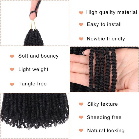30,5 cm Micro Twist Krokus Haar Vlechten Set, Mini Passion Twist Nep ...