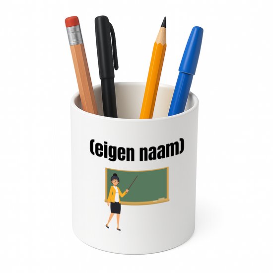 Hacebo® - docent met krijtbord met eigen naam Pennenbakje - Docent ...
