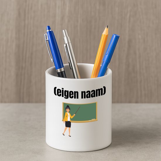 Hacebo® - docent met krijtbord met eigen naam Pennenbakje - Docent ...