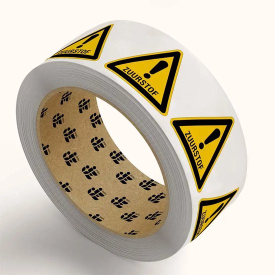 Zuurstof waarschuwingsstickers op rol - 2,5 cm - 901 stickers per rol | bol