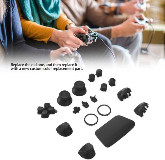 Button Set for PS5 Controller - Full Replacement Kit (Black) | bol