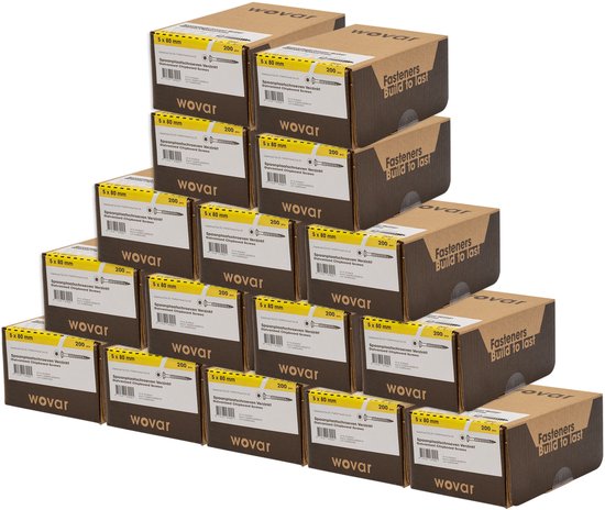 Wovar Spaanplaatschroeven Verzinkt 5 x 80 mm Deeldraad T25 | Overdoos ...