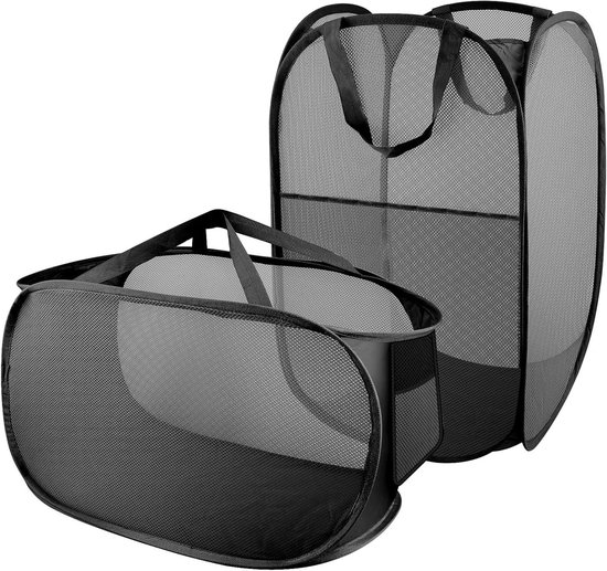Set of 2 Foldable Laundry Baskets - Pop Up Laundry Collector and Net ...