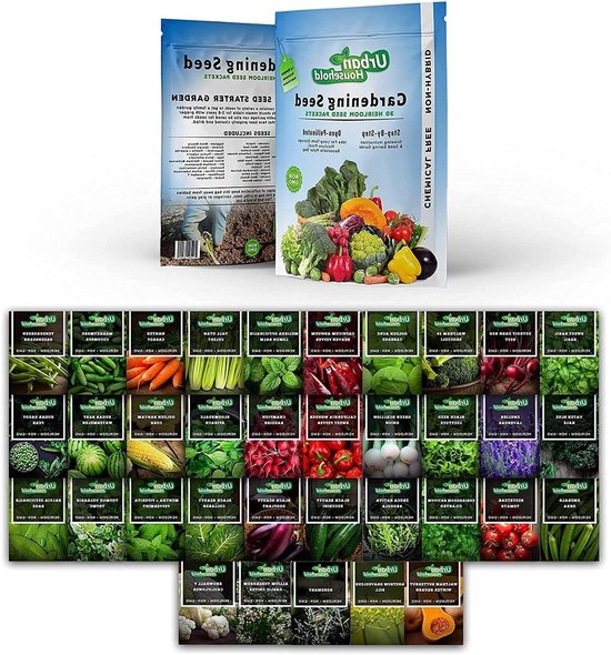 Set of 35 Different Vegetables and Herb Plants - Starter Mix for Indoor ...
