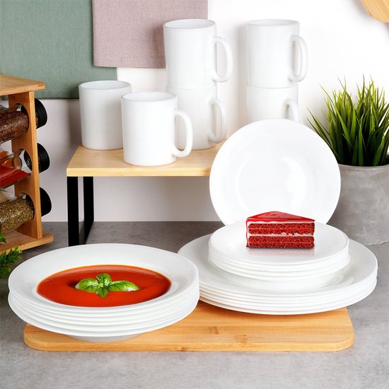 Serviesset Glas Wit 24 delig - Servies Set - Bordenset - Borden | bol