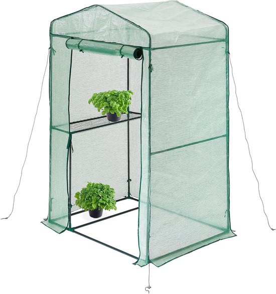 Kweekkas met opbergruimte van ijzer & PE - 185 x 125 x 95 cm - Groen | bol