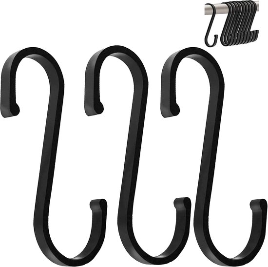 S-vormige haken - multifunctionele haken - 10 stuks - mat zwart ...