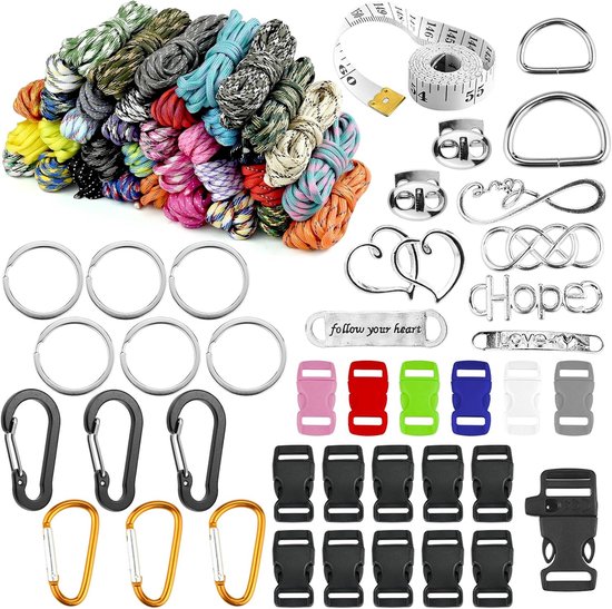 36 stuks paracord-set - 3M 550 meerkleurig nylon koord - parachutekoord ...