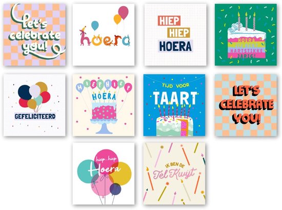 Greetz Verjaardag Kaartenset - 10 wenskaarten inclusief envelop | bol