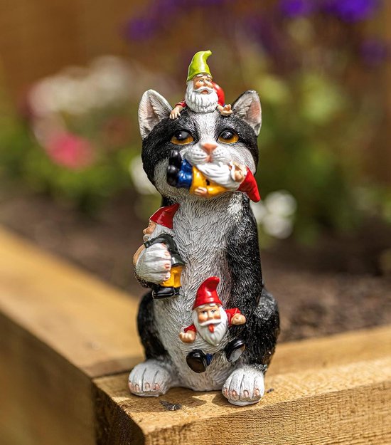 Kleurrijke Hars Kabouter Eten Kat Tuin Ornamenten - Voor Binnen en ...