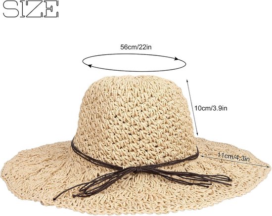 Allecto Plus - Opvouwbare dames strohoed in bohemian-stijl voor zomer ...