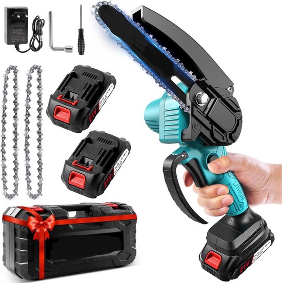 Thuys – Mini Kettingzaag – Mini Kettingzaag met Accu – Inclusief 2 ...