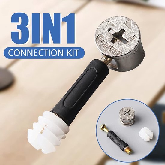 3-in-1 meubelverbindingsset - Excentriek Wiel - Meubelbout Moer - 10x ...