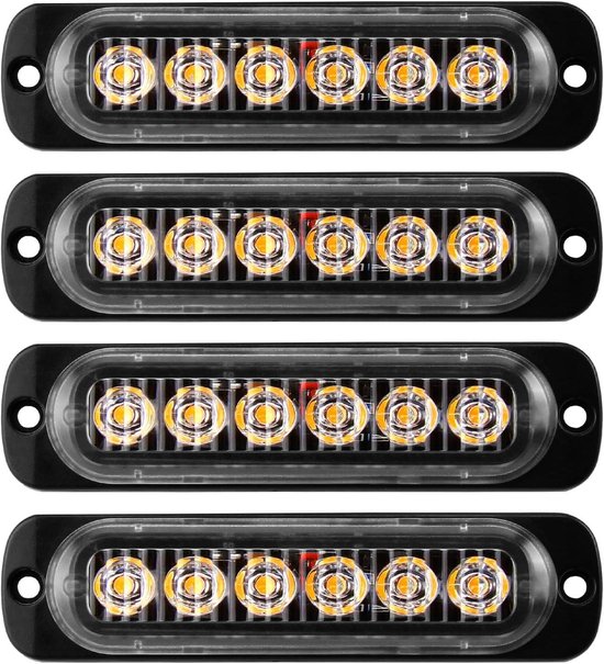 4 Stuks Altijd op Licht voor Auto Voertuig Truck - LED Emergency Amber ...