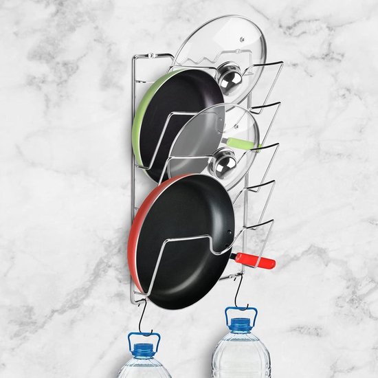 Opbergrek dekselhouder voor potten - Wand- of deurbevestiging - Chroom ...