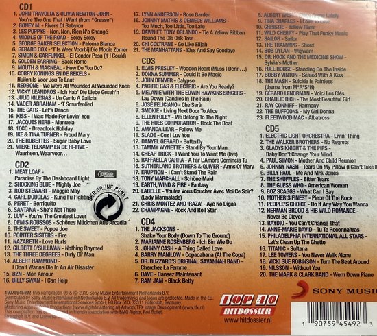 5 x 5 CD box set Veronica Top 40 Hitdossier Jaren 60 - 70 - 80 - 90 ...