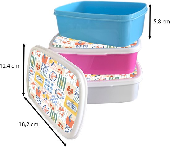 Broodtrommel Blauw - Lunchbox Italiaans - Zee - Sfeer - Mozaïek - Wijn ...