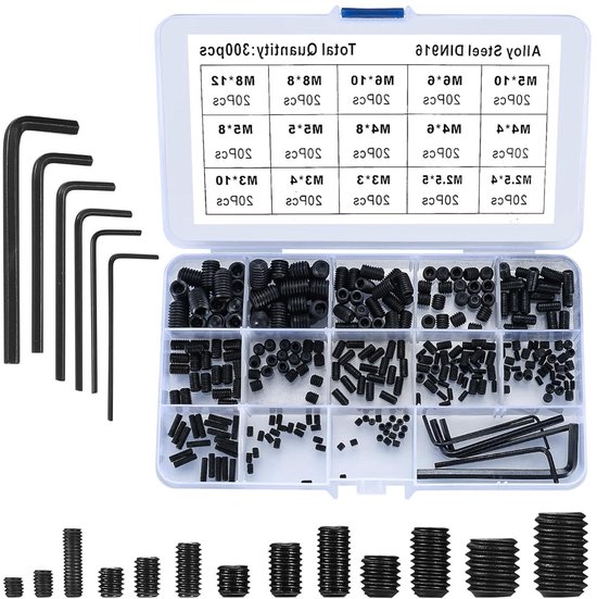 JGS Premium - 300-delige Set Inbusschroeven Assortiment Kit M2.5/M3/M4 ...