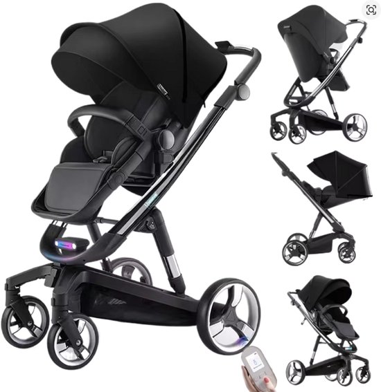 High-Tech AI 3-in-1 Power-Assist Stroller/Kinderwagen: Auto-Brake 0,3 s ...