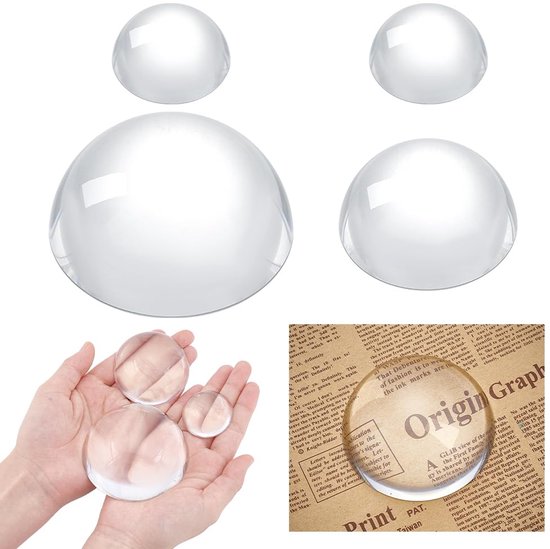 4Pcs 3 Sizes Glass Paperweight Reading Magnifier, Crystal Dome ...
