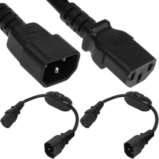 Stroomkabel met schakelaar IEC 320 C14 naar C13 100-250V (2-pack 30 cm ...