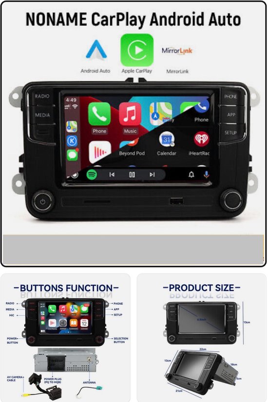 VW RCD 360 PRO Android Auto en Apple Carplay - Plug & Play Volkswagen ...