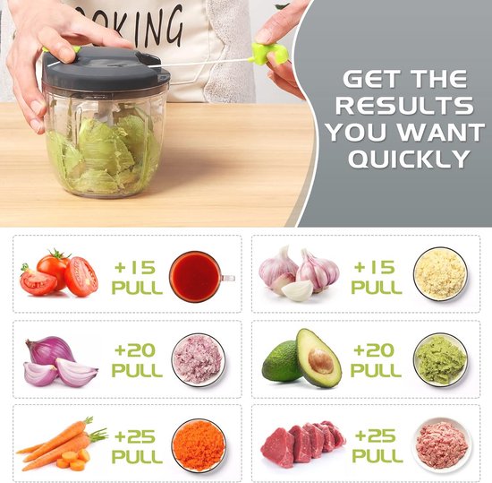 Handmatige Hakmolen 900ml - Multifunctionele Groentesnijder en ...