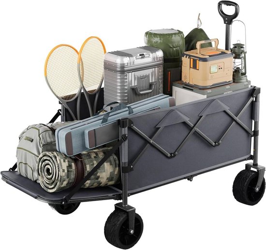 Opvouwbare Handkar met Achterdeur - 200L Capaciteit, Terreinwielen met ...