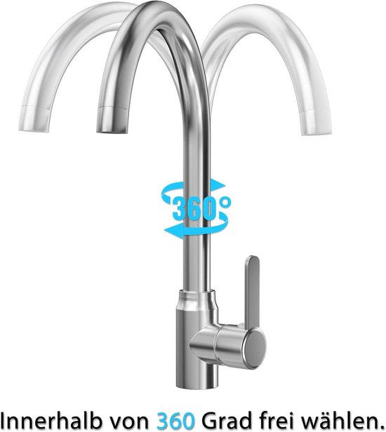 Waterkraan voor de keuken - Roestvrij staal met sproeikop - Modern ...