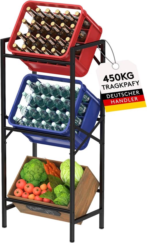 Lifewit Drankenrek voor 3 Kratten - Zwart Metalen Rek | bol