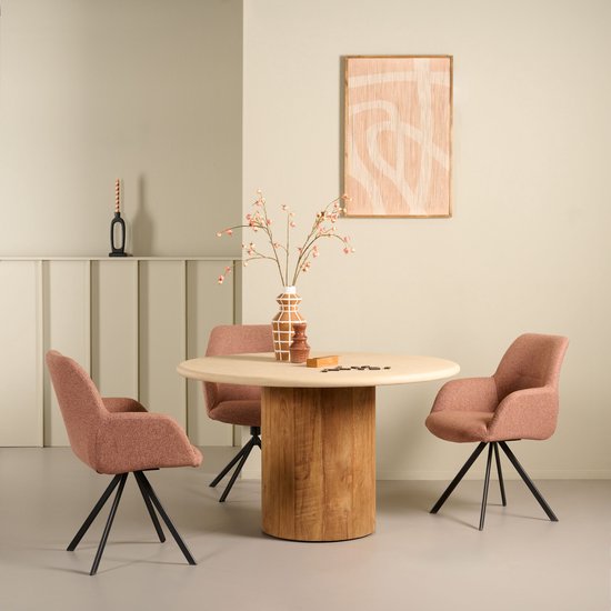 Eettafel Doble - Teakhout / Mortex - Naturel / Beige - 130x77x130 cm (BxHxD) - Rustiek... | bol