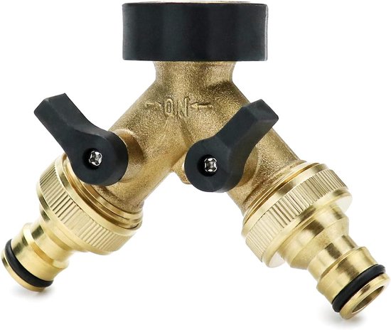 2-weg waterverdeler - Y-verdeler - 3/4" messing waterverdeler met afsluiters en... | bol