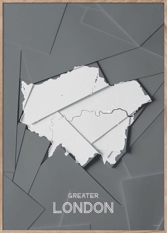 Maps Greater London - A5 - Grey / White - Posters - Wit,Grijs - Chicura ...