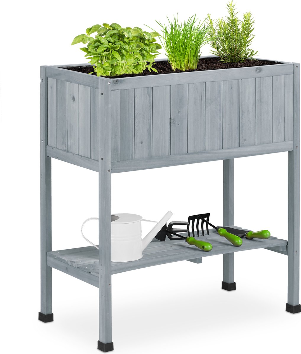 Relaxdays Table de jardin potager bois - potager - pieds - table de ...