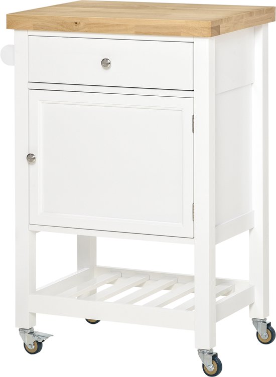 HOMCOM Keukentrolley met werkblad en 4 wielen 801-182 | bol