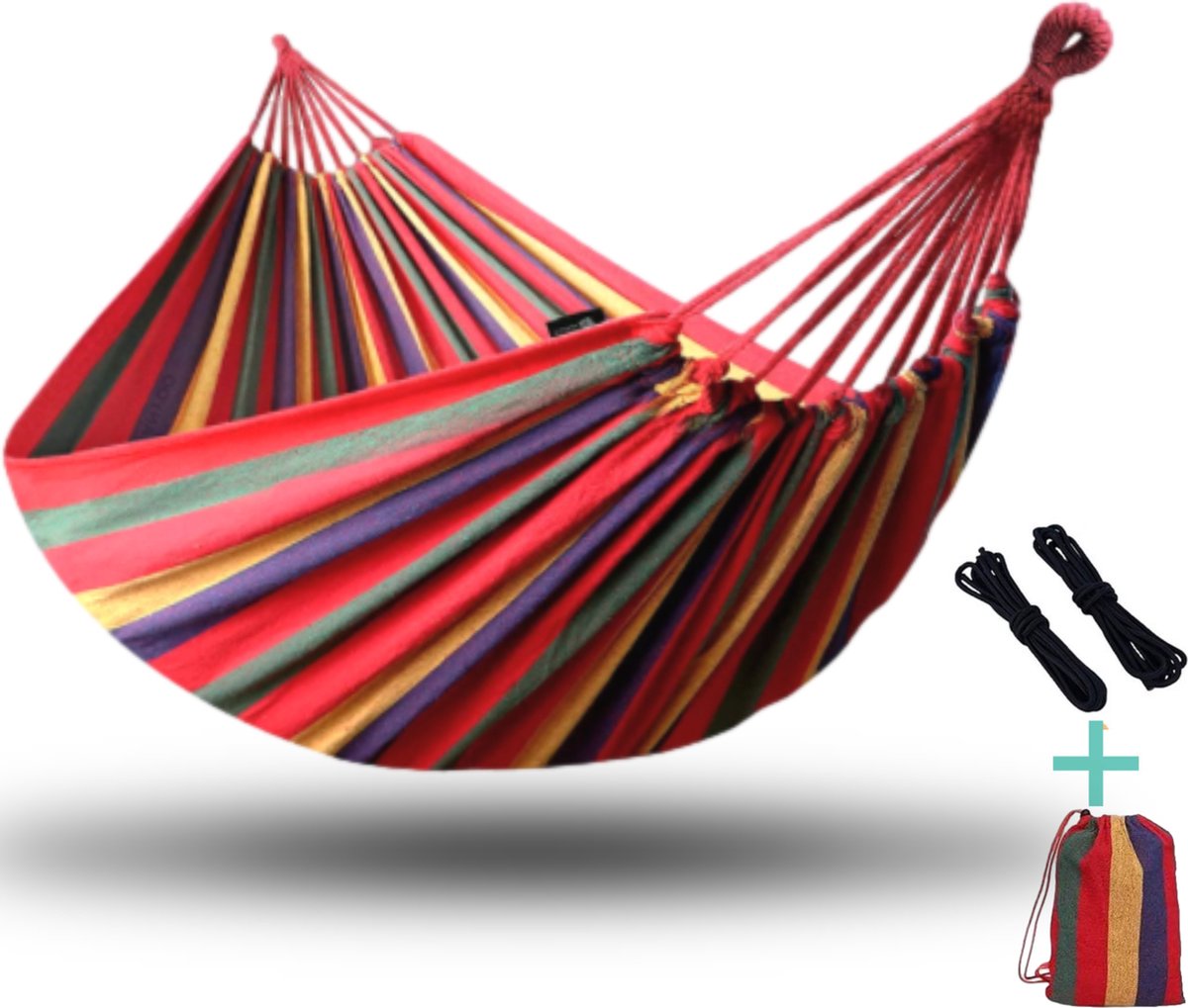 Dubbele Hangmat Rood - 1 of 2 Persoons - Lig Oppervlak 190x150cm ...