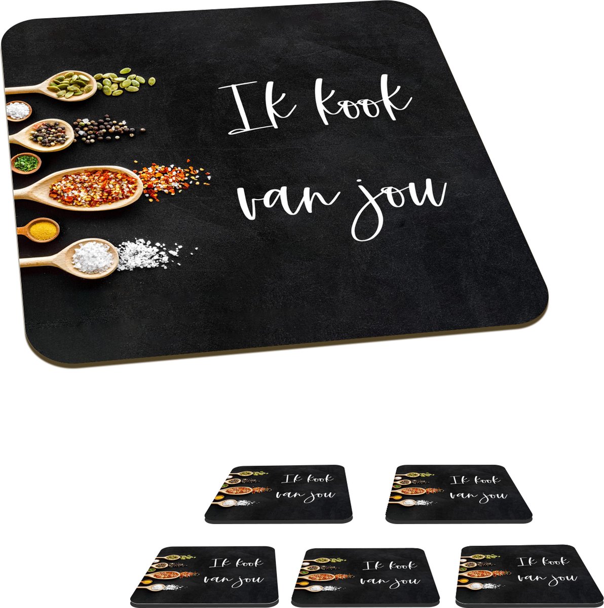 Onderzetters voor glazen - Ik kook van jou - Partner - Spreuken ...