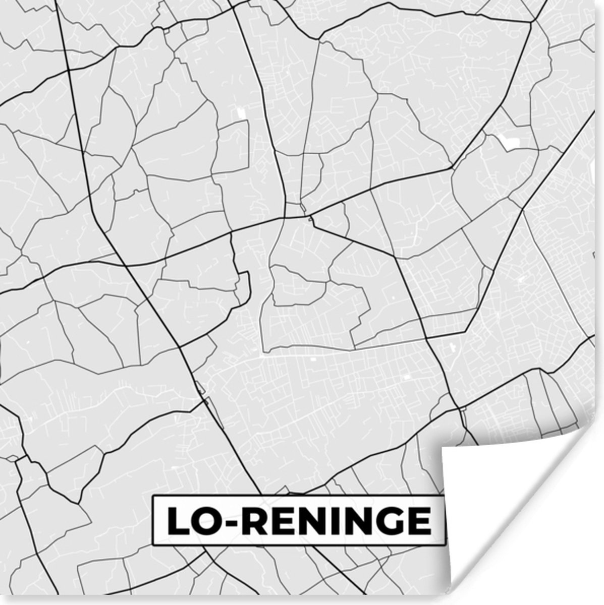 Poster België – Lo Reninge – Stadskaart – Kaart – Zwart Wit ...