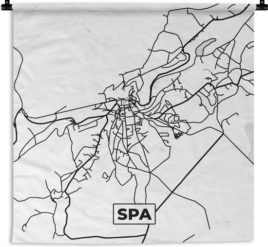 Wandkleed Wanddoek Zwart Wit België Plattegrond Stadskaart Kaart Spa Bol