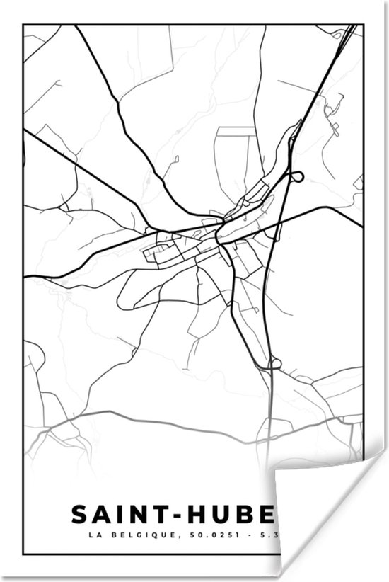 Poster België – Saint Hubert – Stadskaart – Kaart – Zwart Wit ...