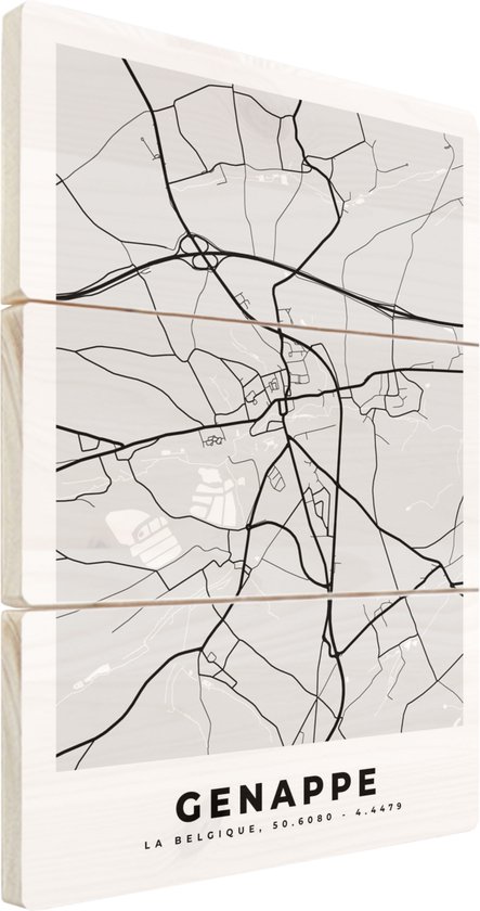 Wanddecoratie hout - Stadskaart – Plattegrond – België – Zwart Wit ...