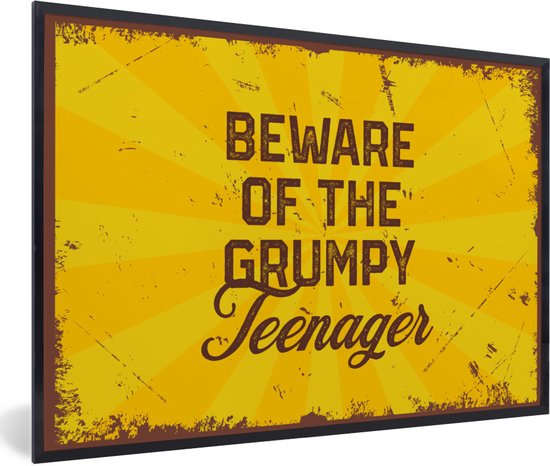 Fotolijst incl. Poster - Kids - Quotes - Vintage - Beware of the grumpy ...