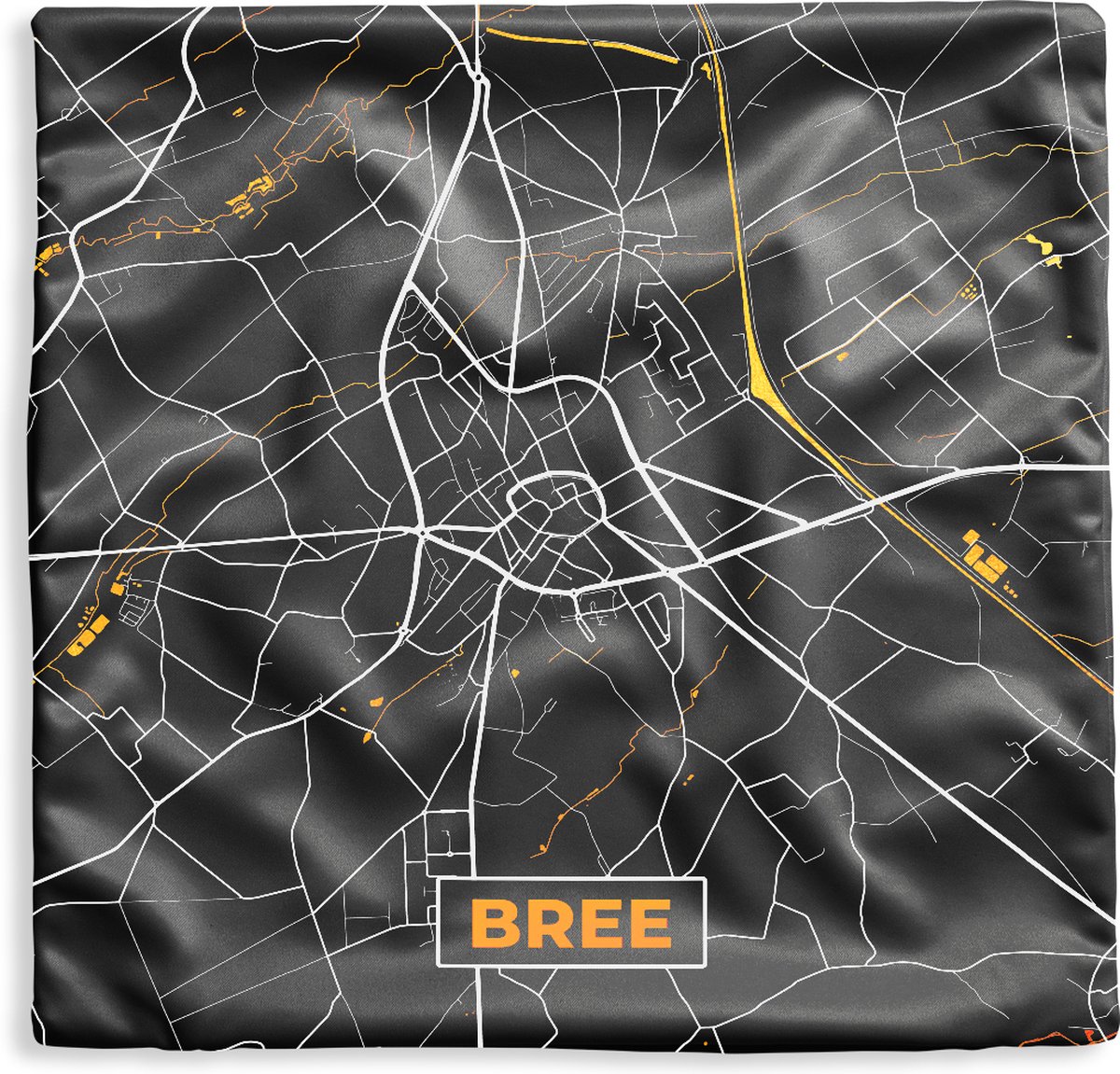 Kussenhoes 45x45 cm - Plattegrond - Bree - Goud - Kaart - Stadskaart ...