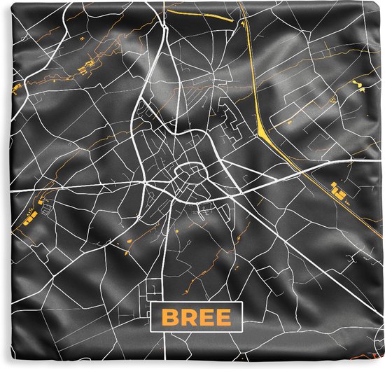 Kussenhoes 45x45 cm - Plattegrond - Bree - Goud - Kaart - Stadskaart ...
