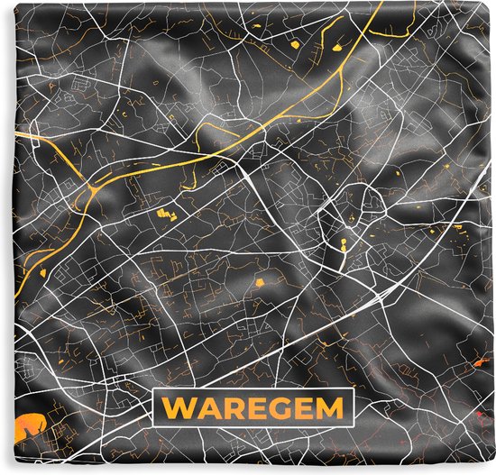Kussenhoes 45x45 cm - Waregem - Stadskaart - Kaart - Plattegrond - Goud ...