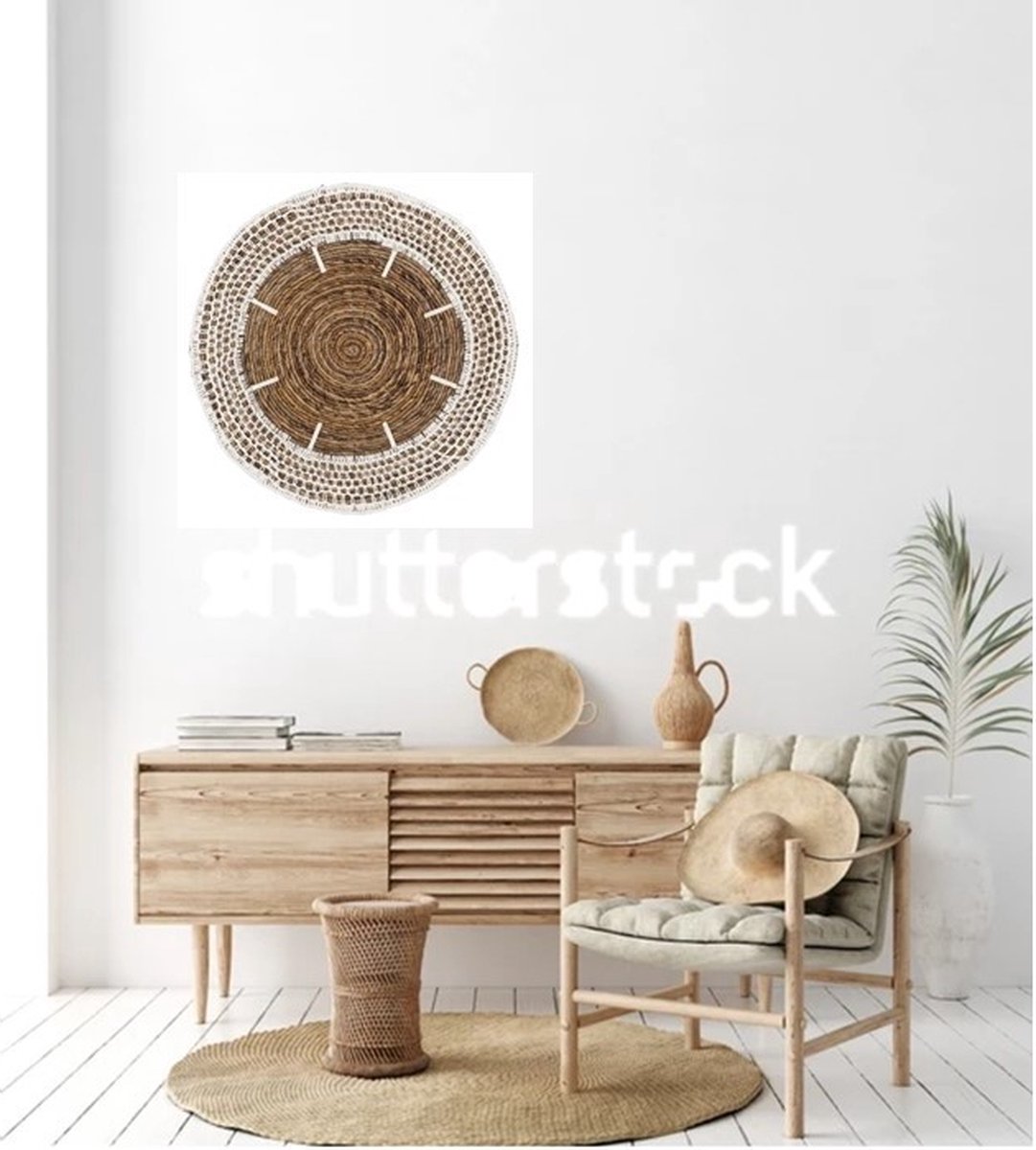 Wandborden rotan - set van 2 - Ø50+60 cm - Wanddecoratie riet ...