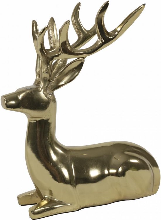 Authentiek liggend hert van goud 18x13x23 cm | bol