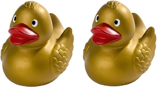 Badeendjes - Set van 2x stuks - goudkleurig - 8 cm - gouden drijvende ...