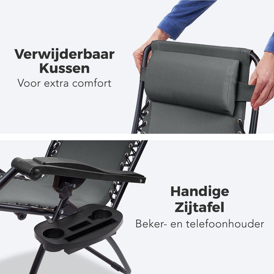 LifeGoods Opvouwbare Tuinstoelen - Verstelbaar Zonnescherm - 2 Stuks ...